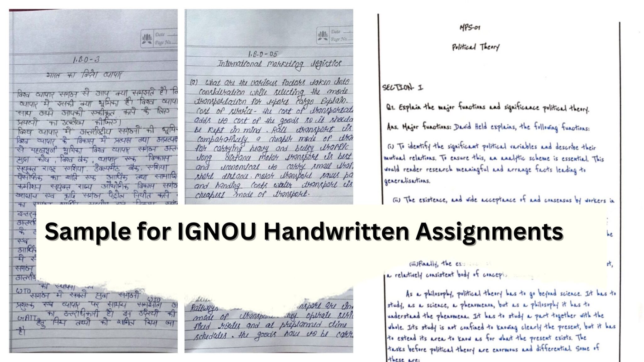 IGNOU Handwritten Assignments 2024 - Download Online Free PDF