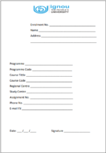 IGNOU Assignment Front Page PDF for 2026 Assignment