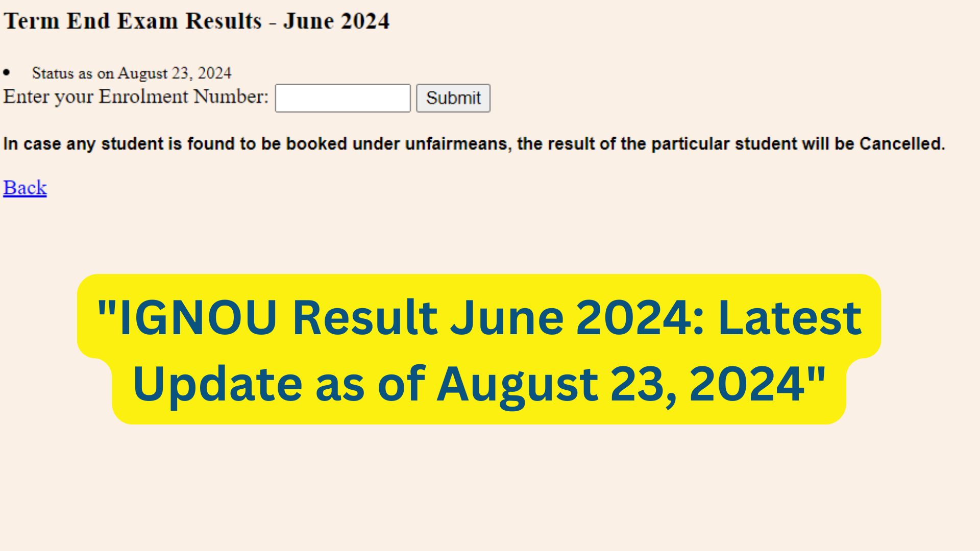 "IGNOU Result June 2024: Latest Update as of August 23, 2024"