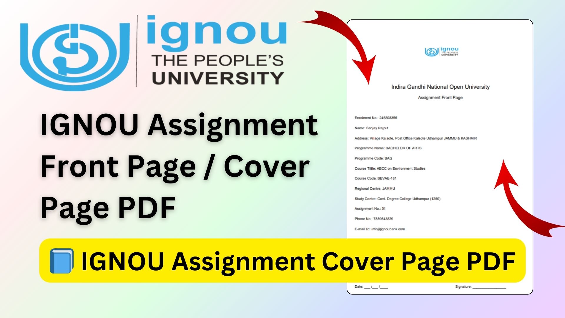 📘 IGNOU Assignment Cover Page PDF 2024: Free Download and How to Fill ... 📘 IGNOU Assignment Cover Page PDF 2024: Free Download and How to Fill ...