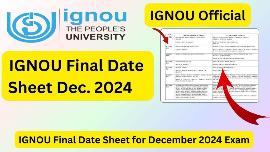 IGNOU Exam Date Sheet December 2024: Essential Information and Guide ... IGNOU Exam Date Sheet December 2024: Essential Information and Guide ...