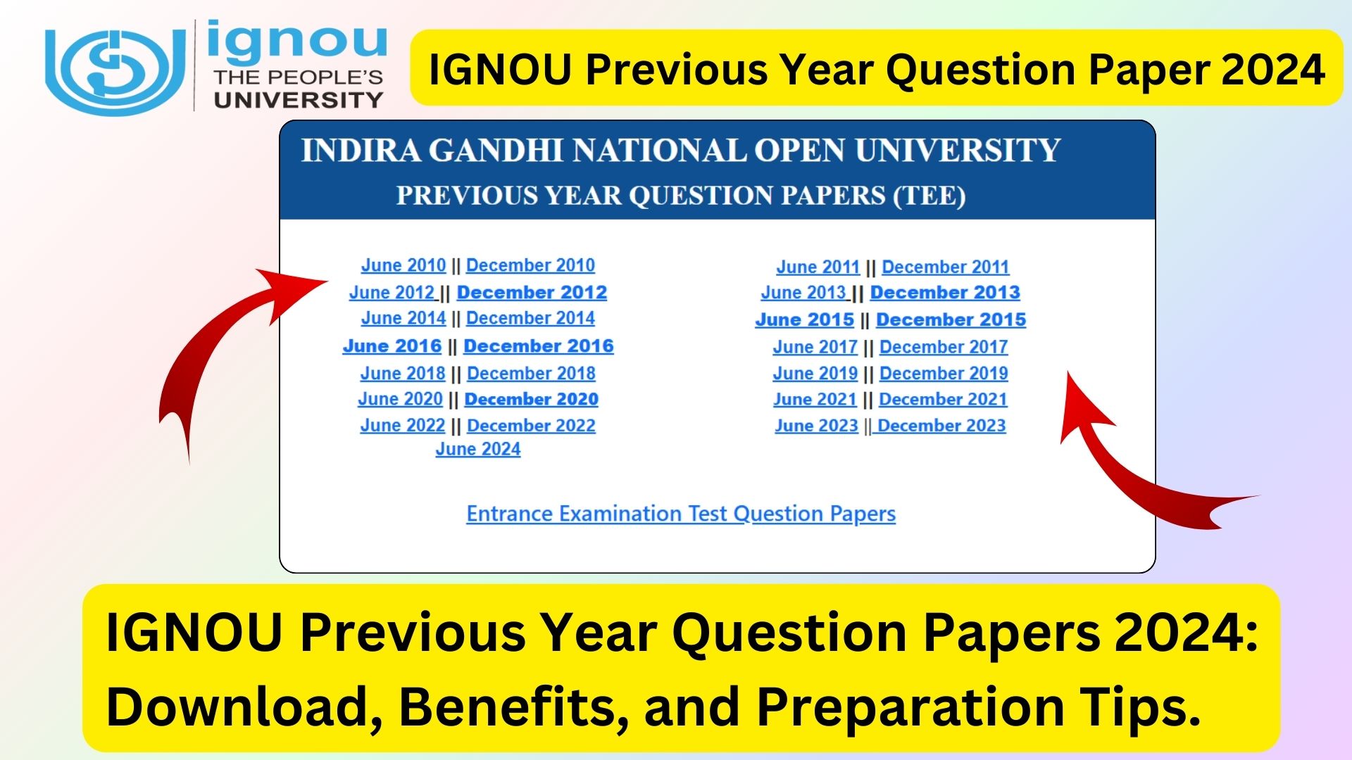 IGNOU Previous Year Question Papers 2024: Download, Benefits, and Preparation Tips.