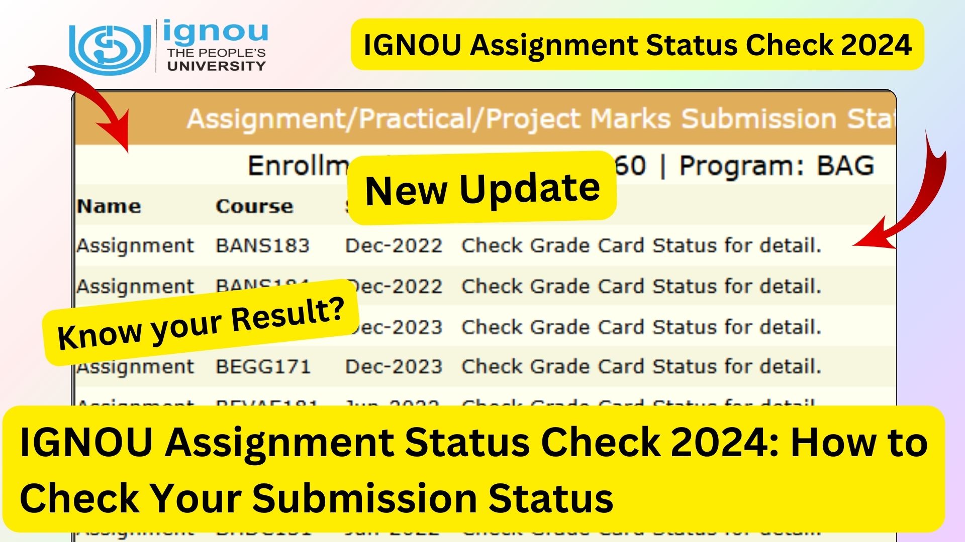 IGNOU Assignment Status Check 2024: How to Check Your Submission Status IGNOU Assignment Status Check 2024: How to Check Your Submission Status