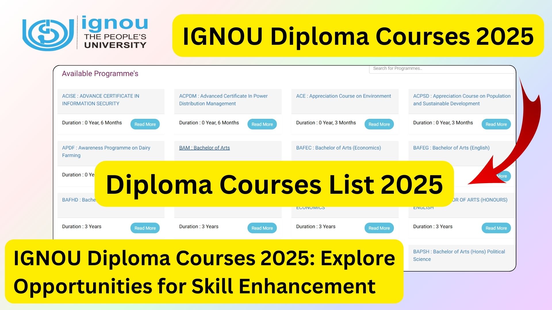 IGNOU Diploma Courses 2025: Explore Opportunities for Skill Enhancement