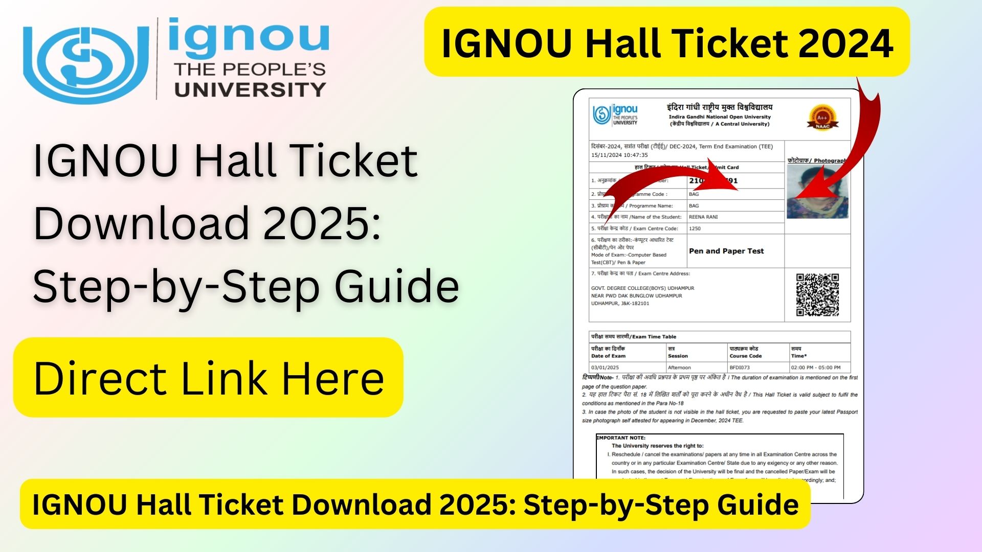 IGNOU Hall Ticket Download 2025: Step-by-Step Guide