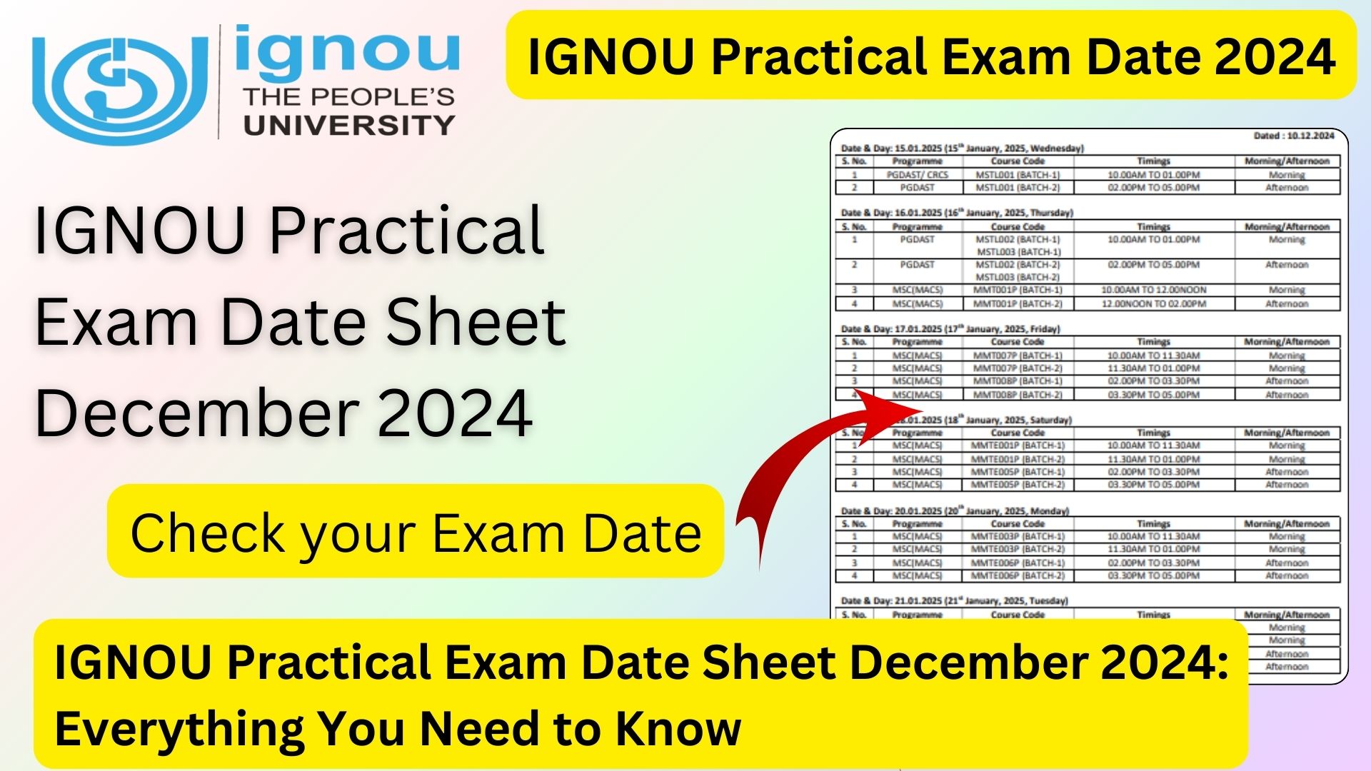 Ignou Practical Exam Date Sheet December 2024 Everything You Need To Know