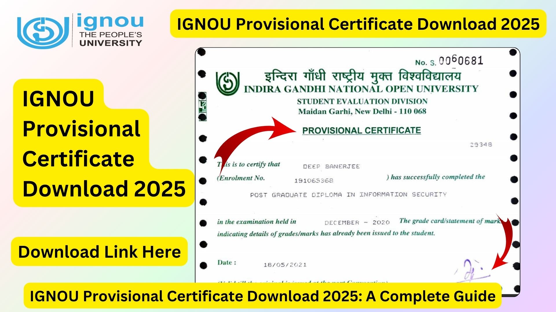 IGNOU Provisional Certificate Download 2025: A Complete Guide