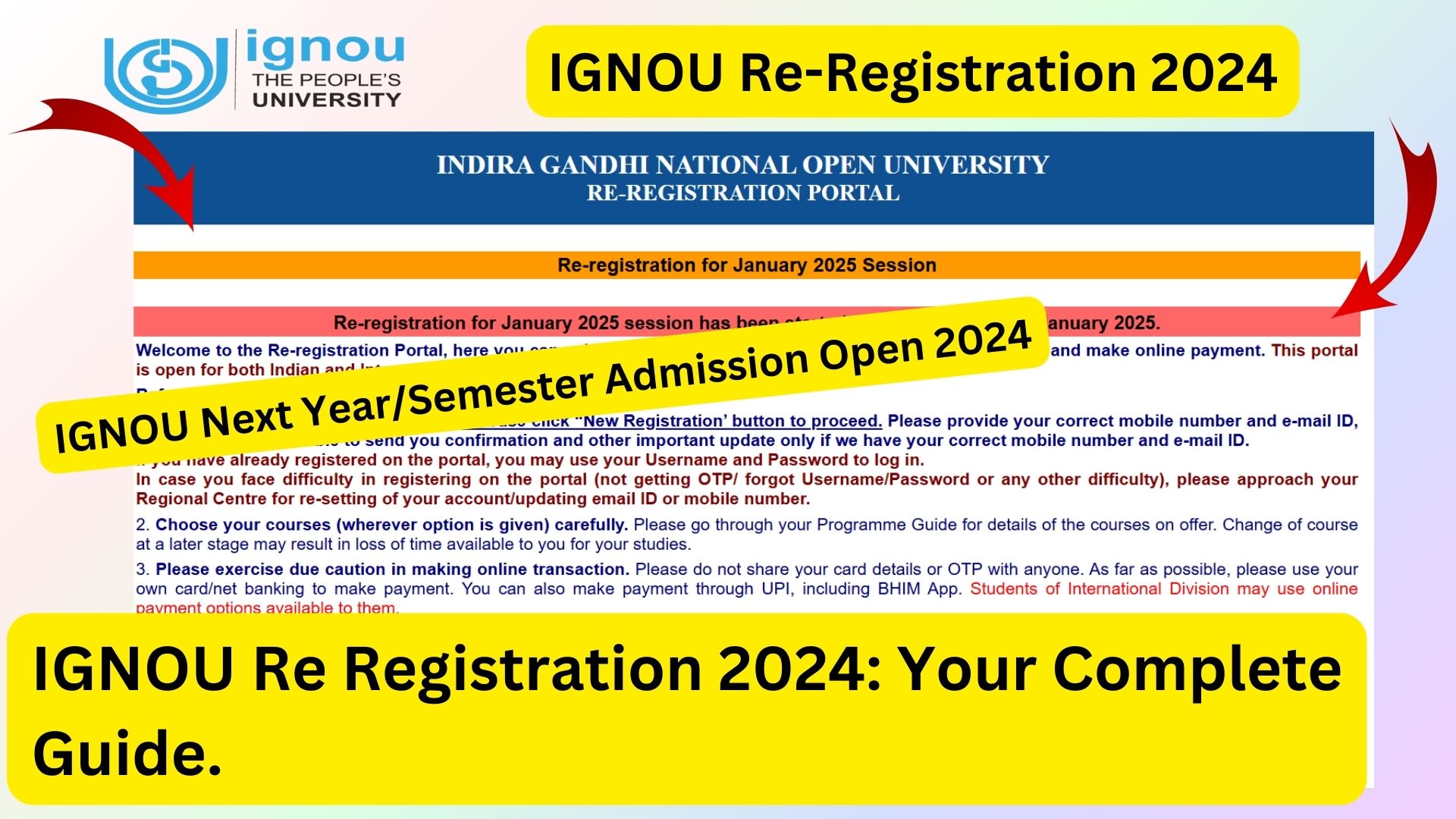 IGNOU Re Registration 2024: Your Complete Guide IGNOU Re Registration 2024: Your Complete Guide