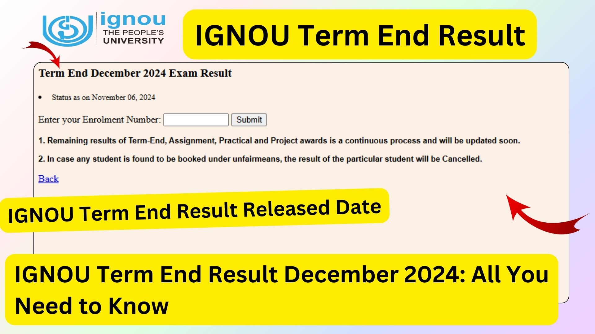 IGNOU Term End Result December 2024: Direct Link IGNOU Term End Result December 2024: Direct Link