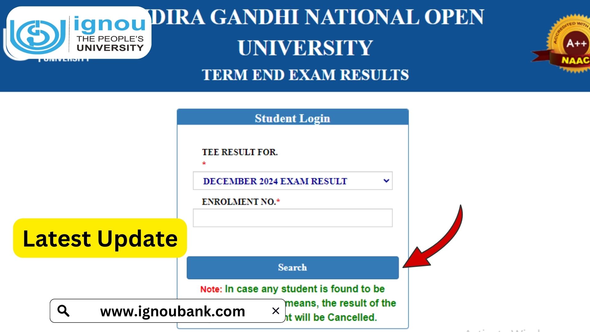 IGNOU Term End Result December 2024 – Check Your Results Online