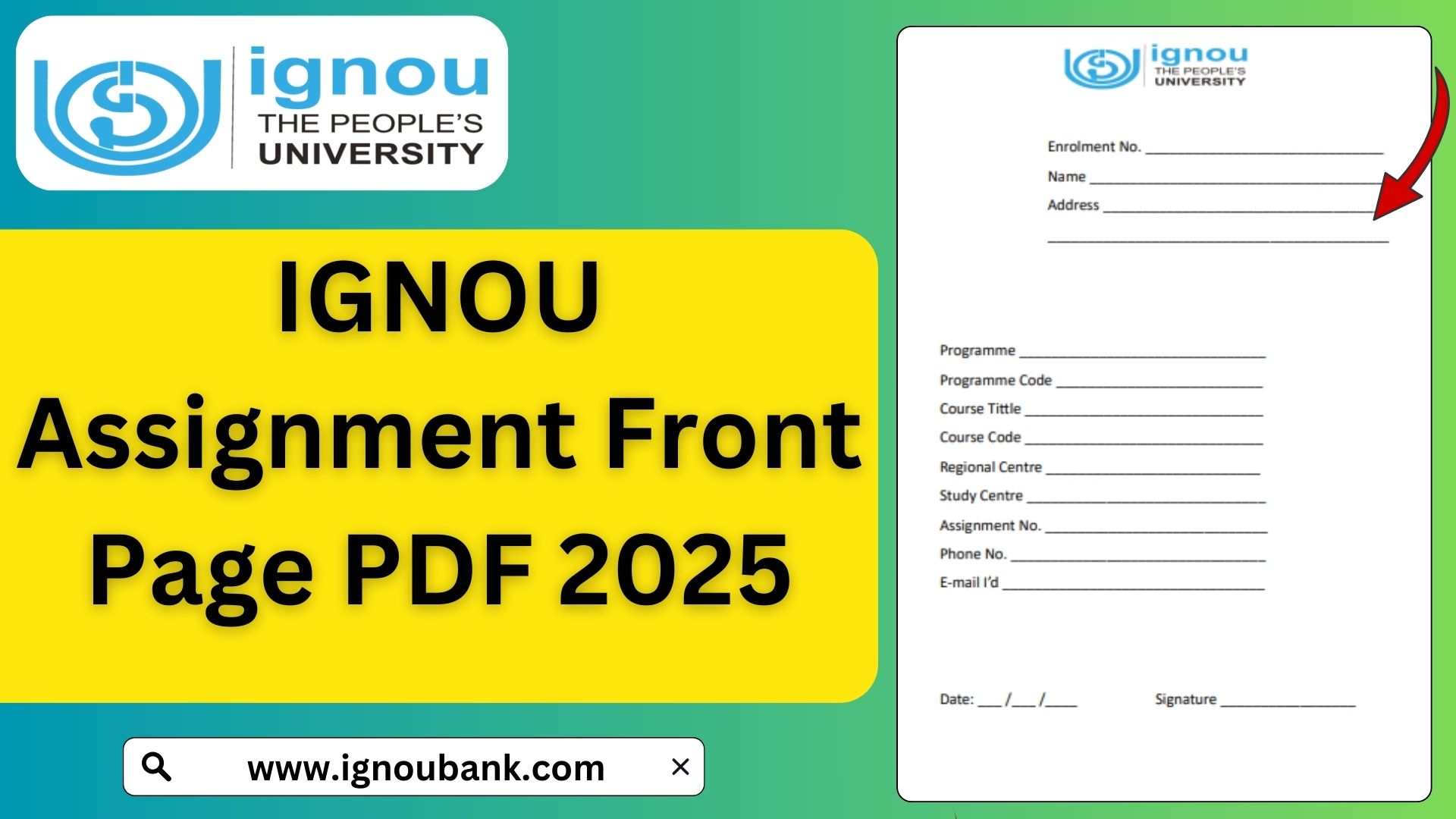 IGNOU Assignment Front Page 2025: A Comprehensive Guide for Students