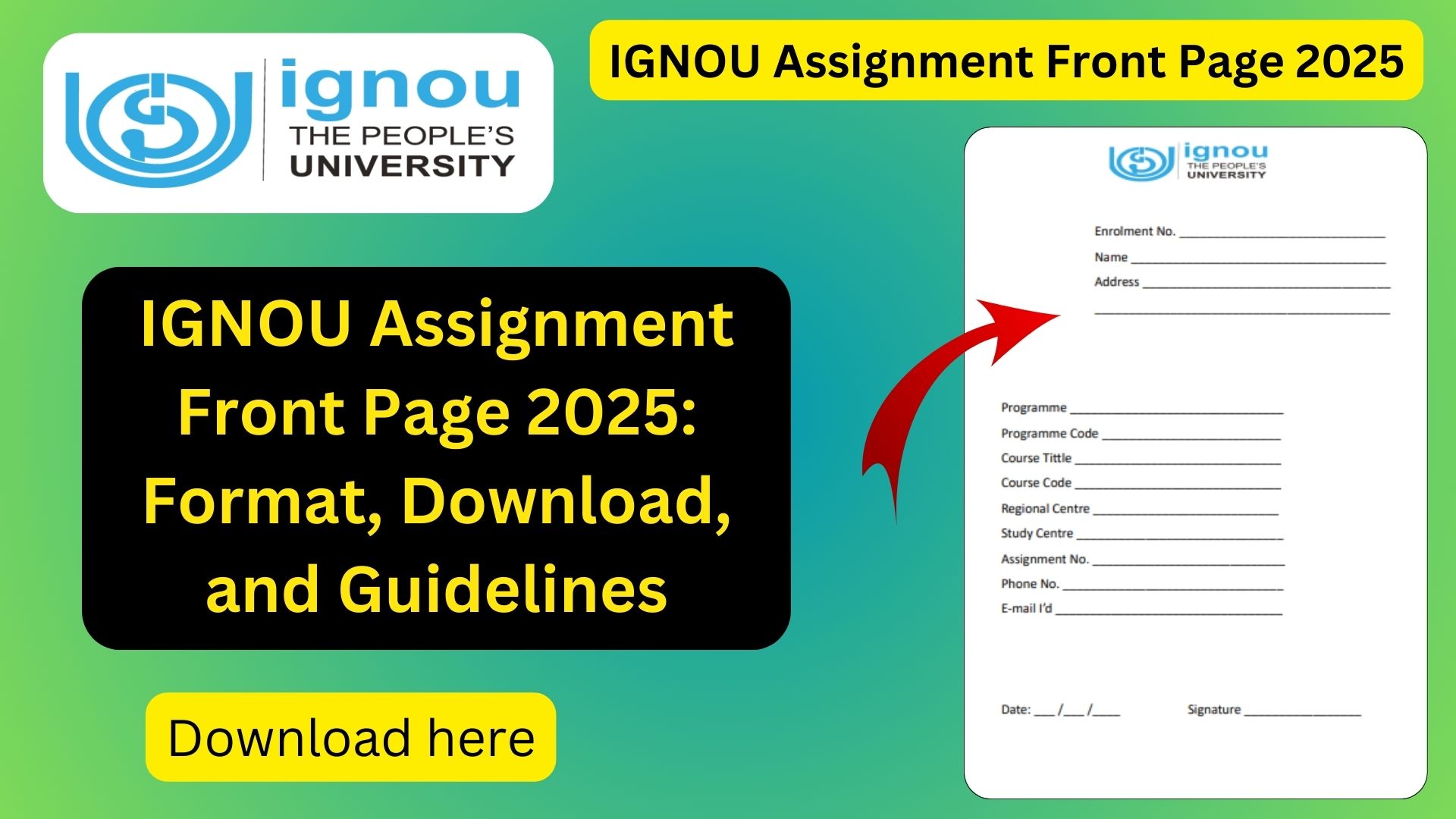 IGNOU Assignment Front Page 2025: Format, Download, and Guidelines