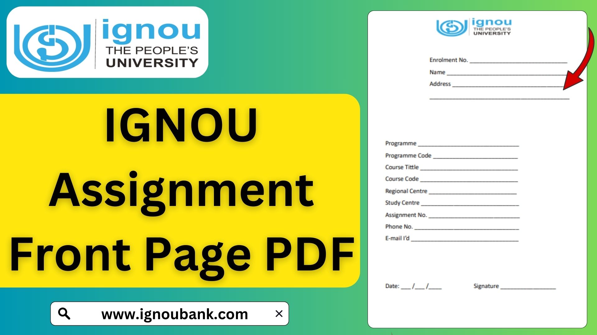 IGNOU Assignment Front Page 2025 Format Guidelines Download Link IGNOU Assignment Front Page 2025 Format Guidelines Download Link
