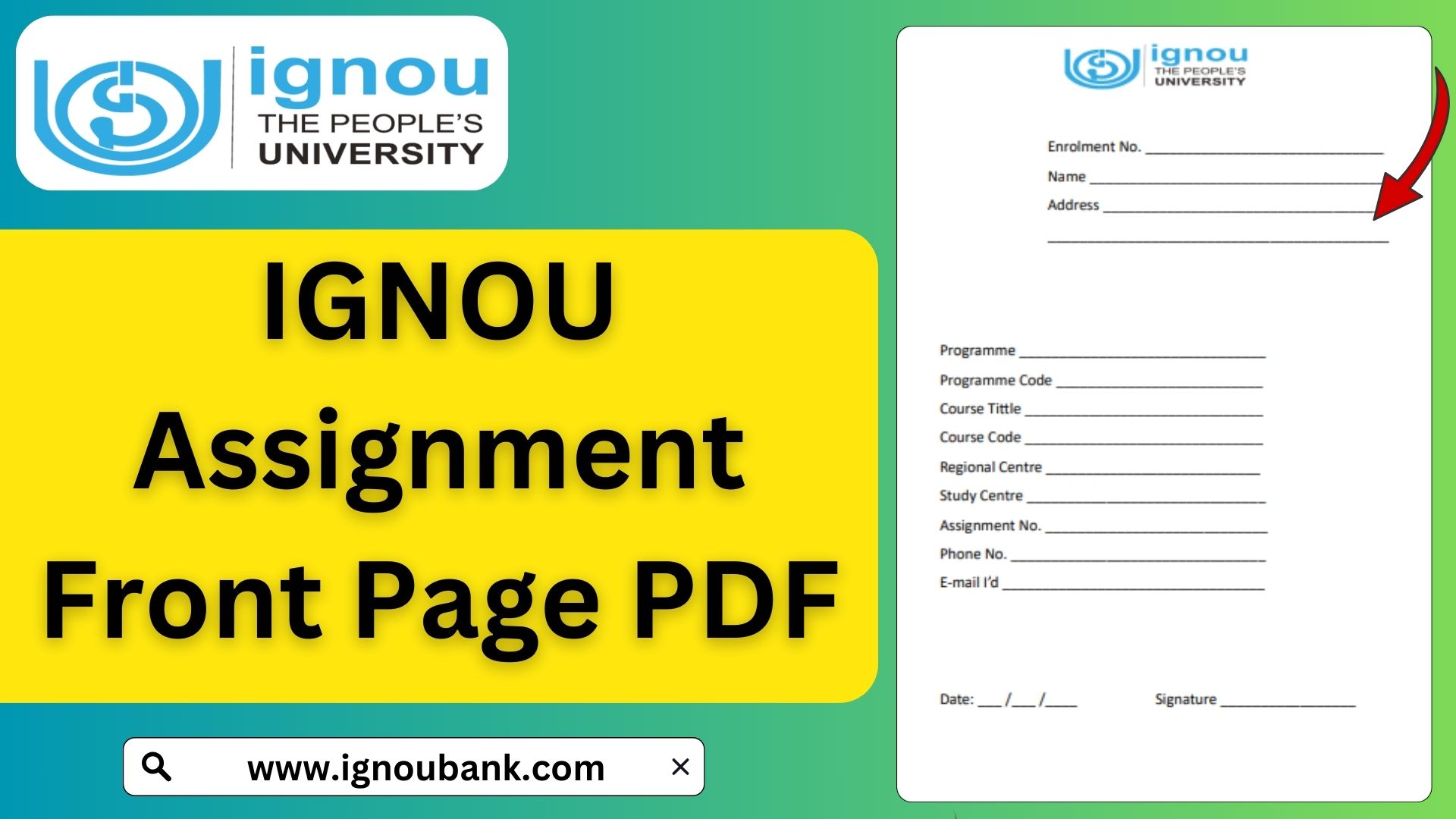 IGNOU Assignment Front Page PDF 2025 – Download Format & Guidelines