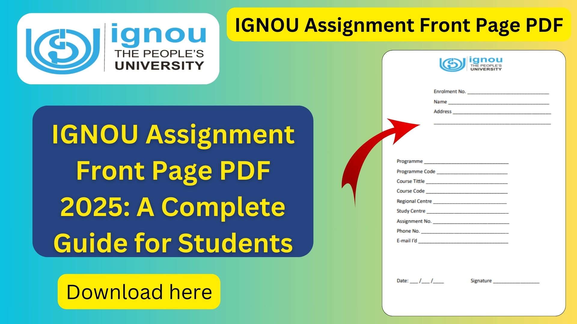 IGNOU Assignment Front Page PDF 2025: A Complete Guide for Students