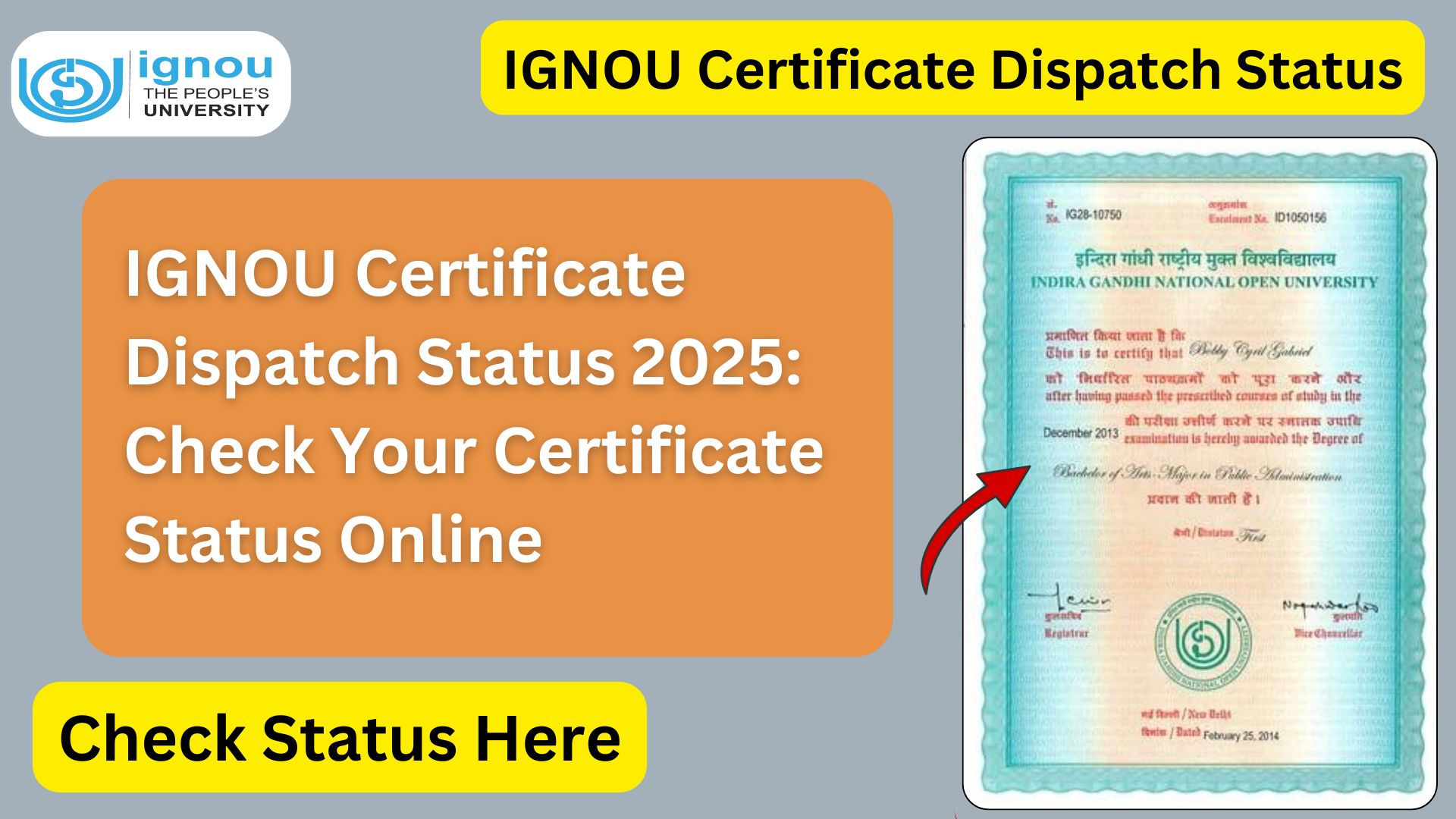 IGNOU Certificate Dispatch Status 2025: Check Your Certificate Status ...