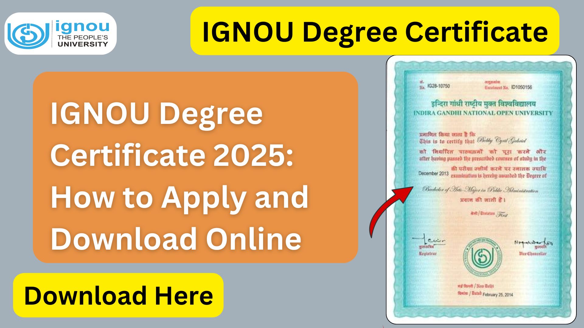 IGNOU Degree Certificate 2025: How to Apply and Download Online