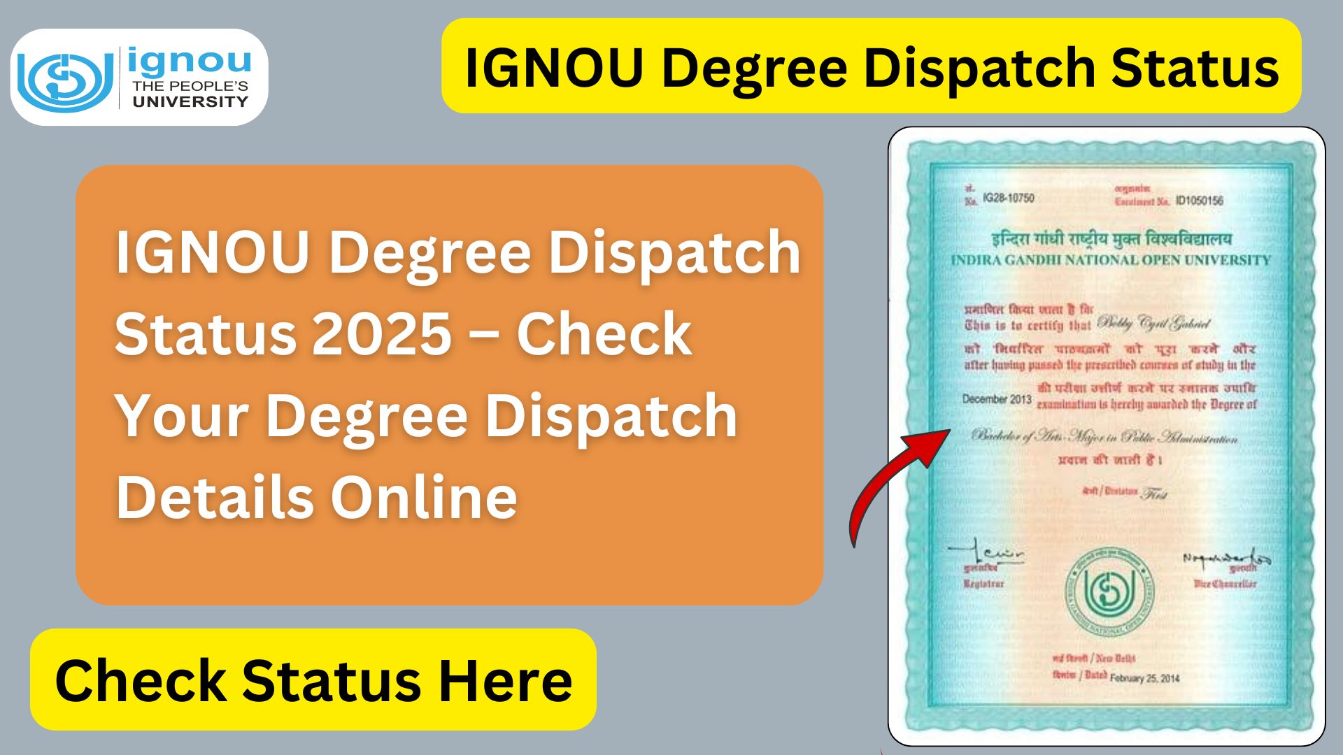 IGNOU Degree Dispatch Status 2025 – Check Your Degree Dispatch Details ...