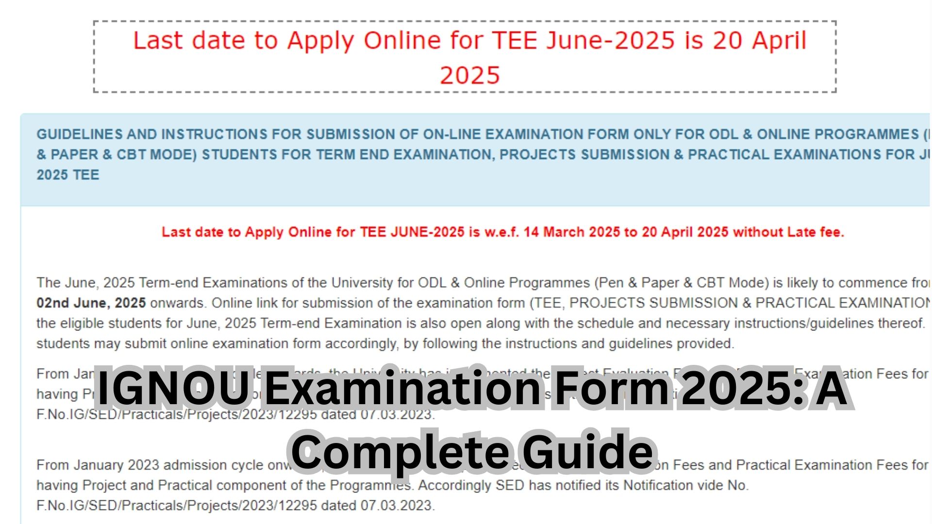 IGNOU Examination Form 2025: A Complete Guide
