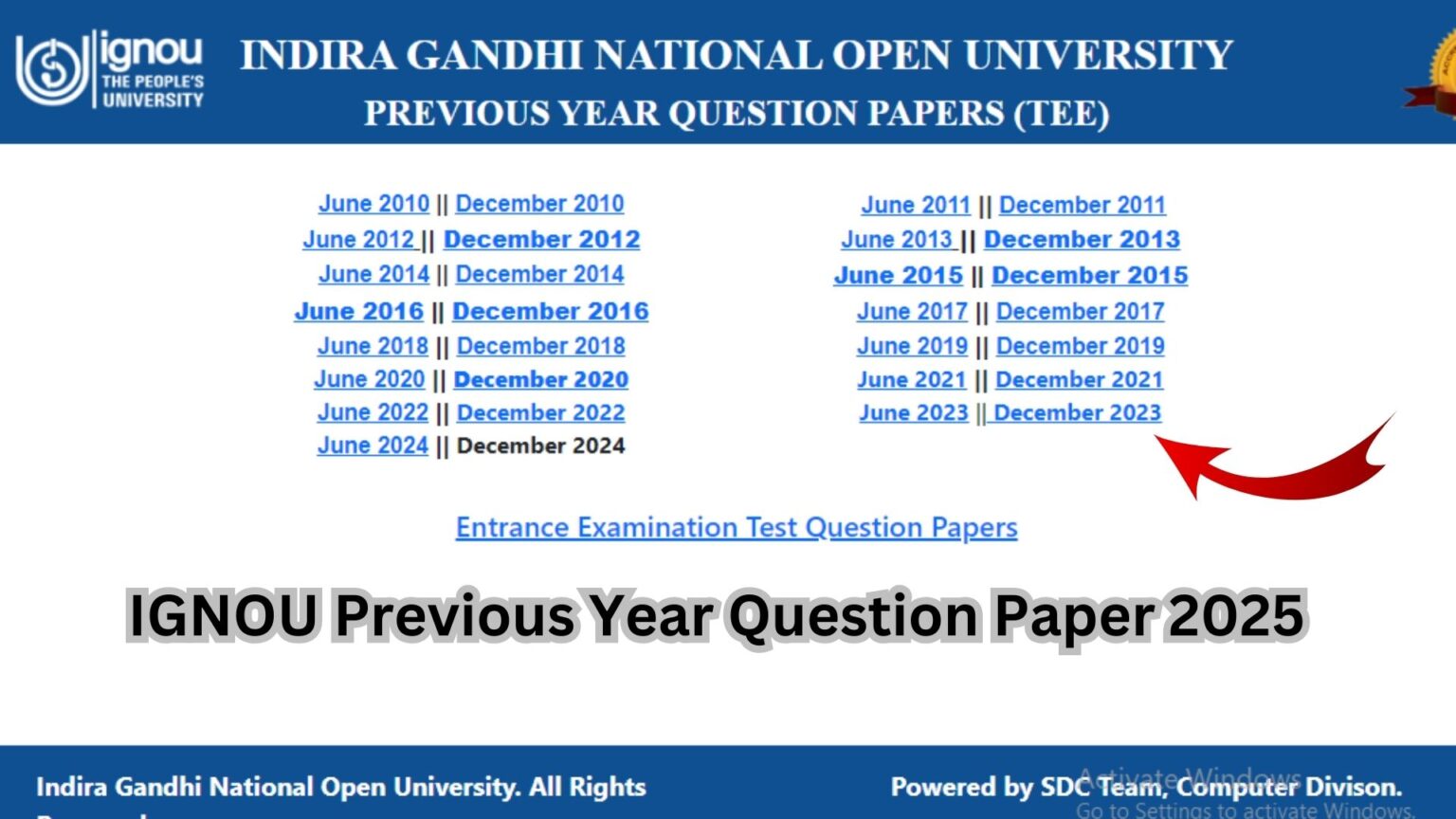 IGNOU Previous Year Question Paper 2025: Download PDF