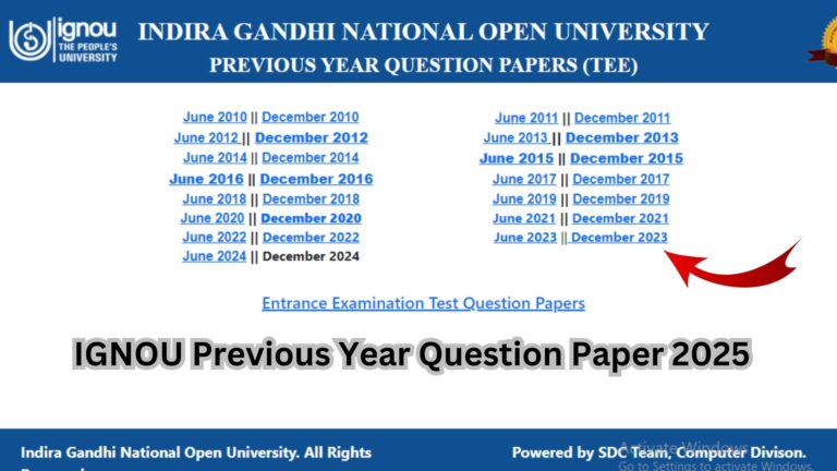 IGNOU Previous Year Question Paper 2025: Download PDF