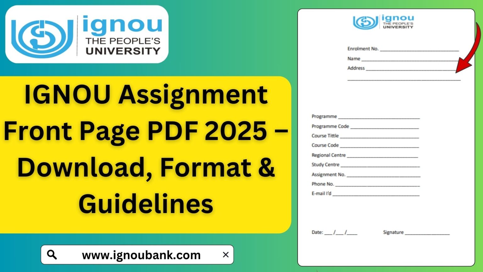 IGNOU Assignment Front Page PDF 2025 – Download, Format & Guidelines