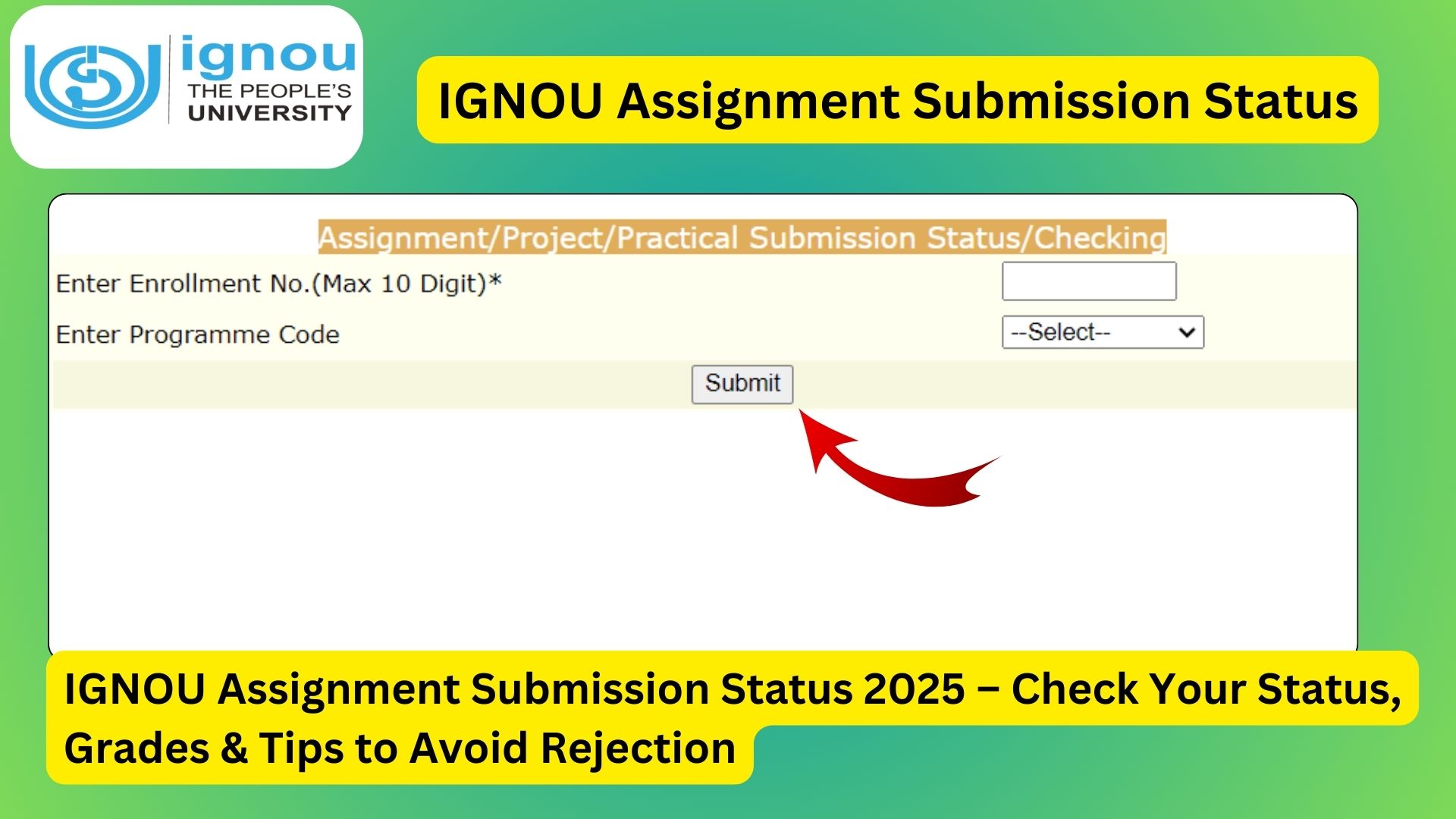 IGNOU Assignment Submission Status 2025 – Check Your Status, Grades ...