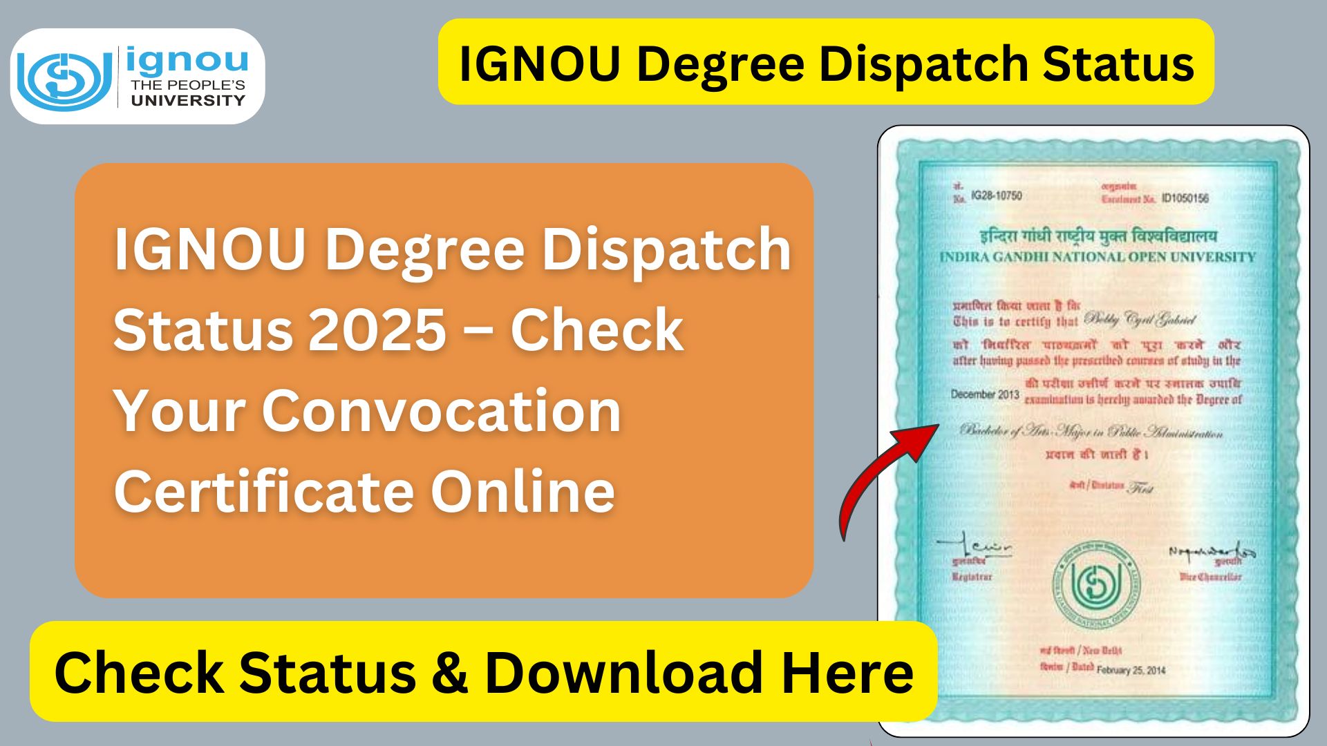 IGNOU Degree Dispatch Status 2025 – Check Your Convocation Certificate ...