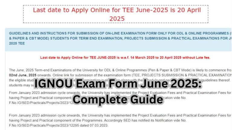 IGNOU Exam Form June 2025: Direct Link