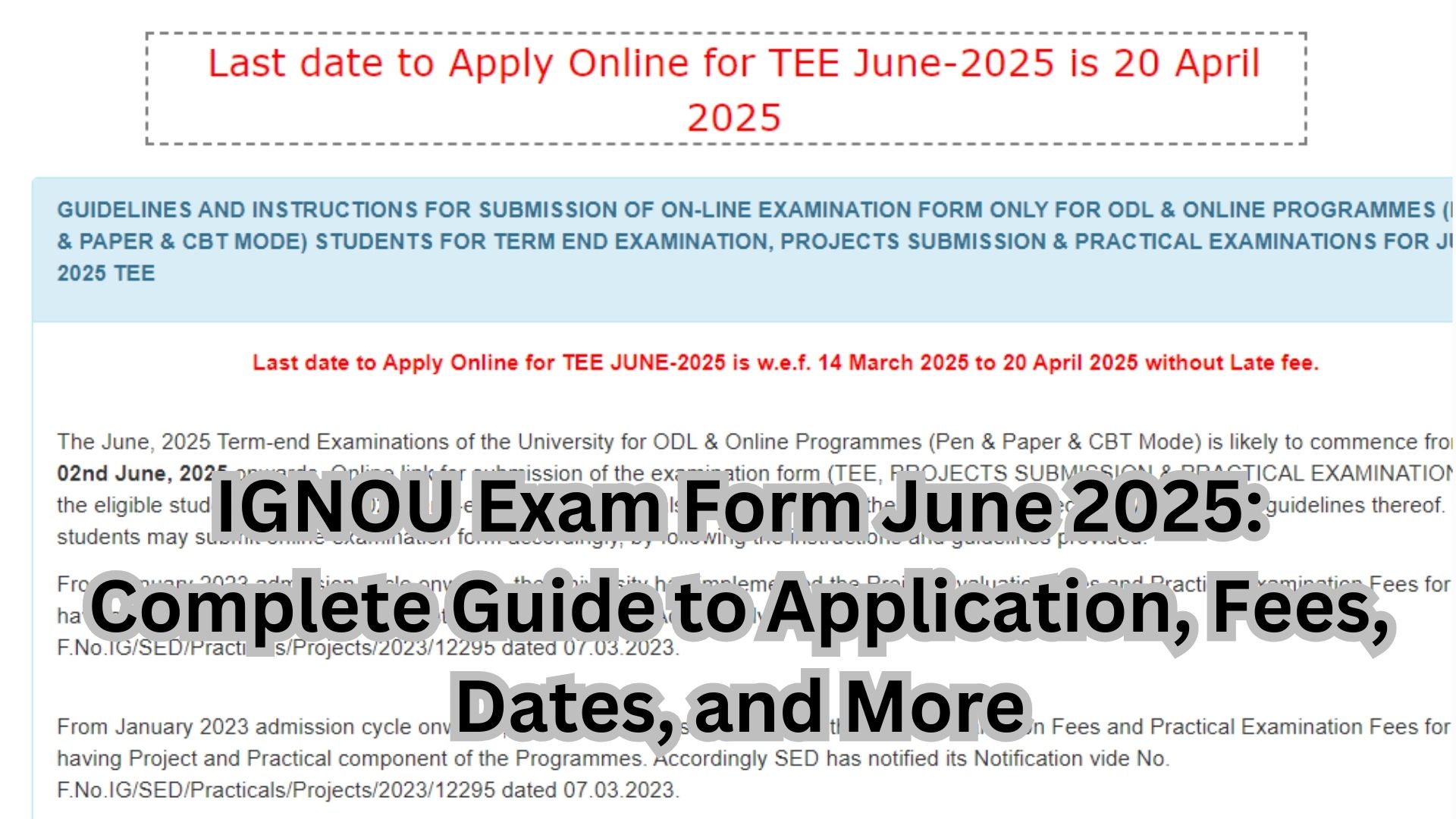 IGNOU Exam Form June 2025: Complete Guide to Application, Fees, Dates ...