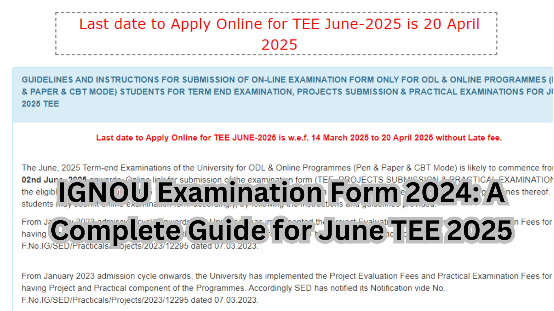 IGNOU Examination Form 2024: A Complete Guide for June TEE 2025