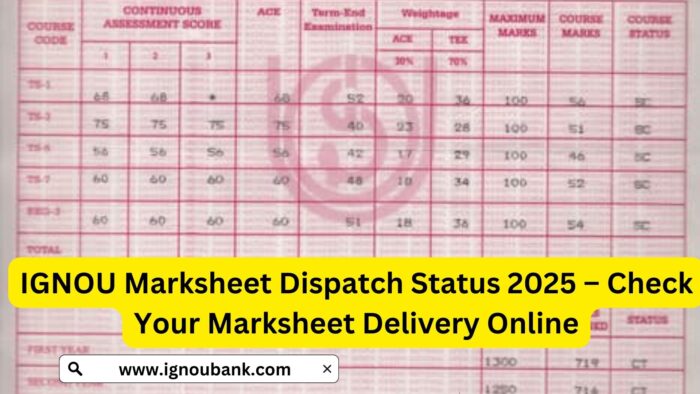IGNOU Marksheet Dispatch Status 2025 – Check Your Marksheet Delivery Online