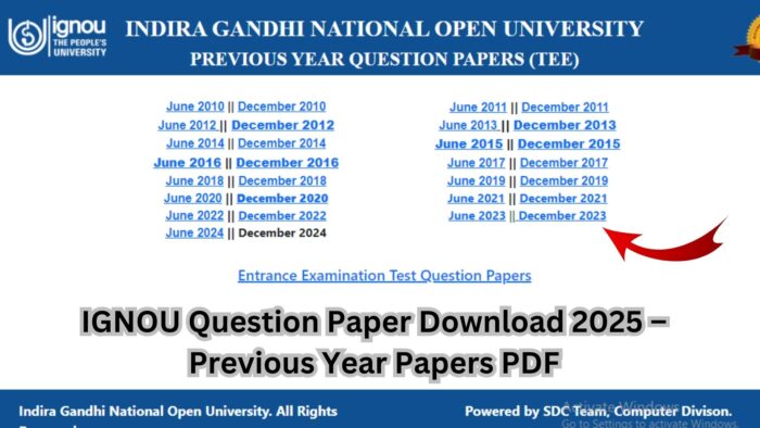 IGNOU Question Paper Download 2025 – Previous Year Papers PDF