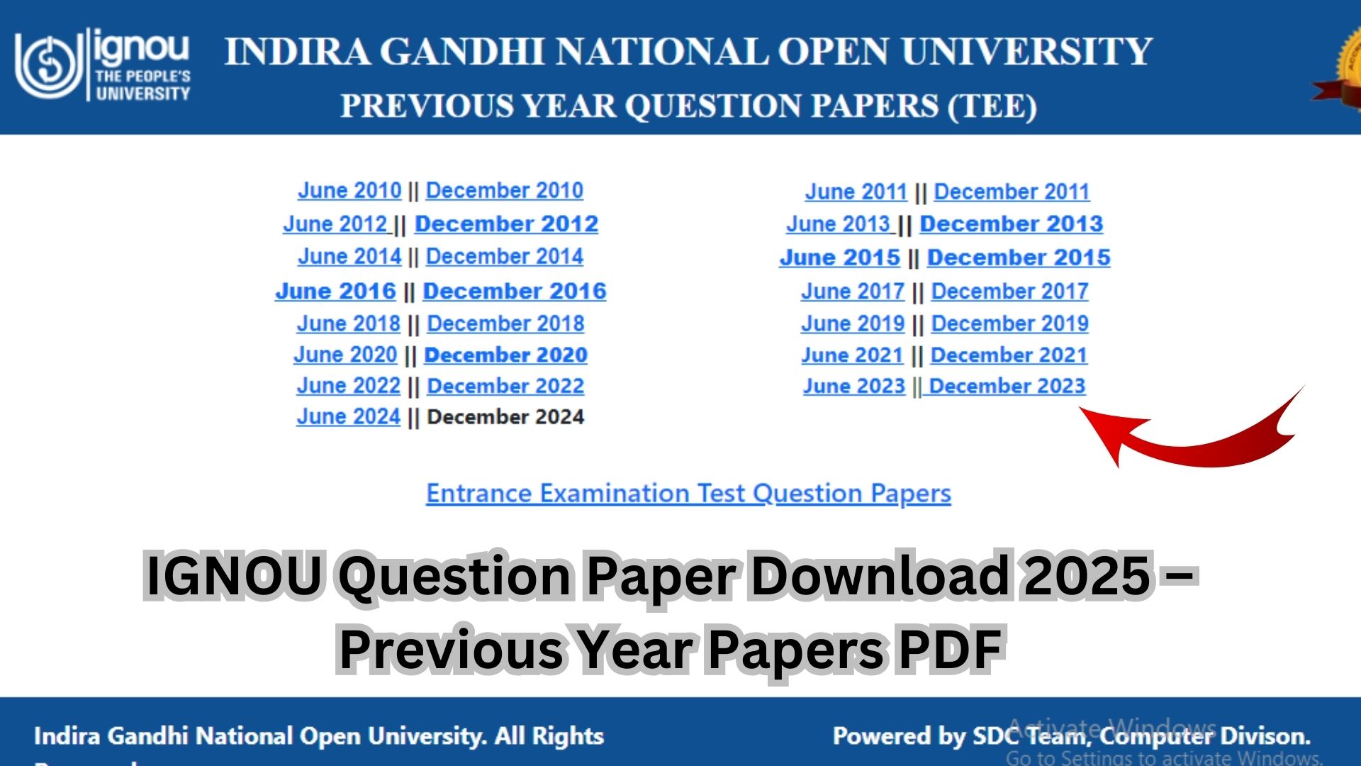 IGNOU Question Paper Download 2025 – Previous Year Papers PDF