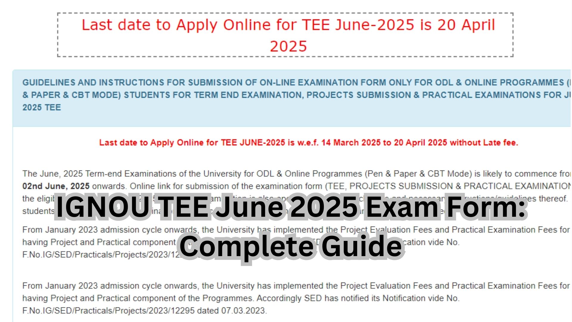 IGNOU TEE June 2025 Exam Form: Complete Guide