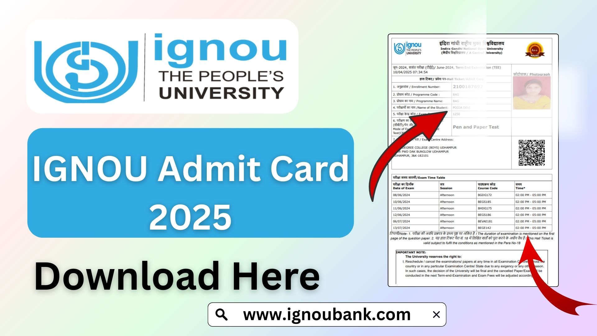 IGNOU Admit Card 2025 – Download Hall Ticket for Term-End Exam (TEE)
