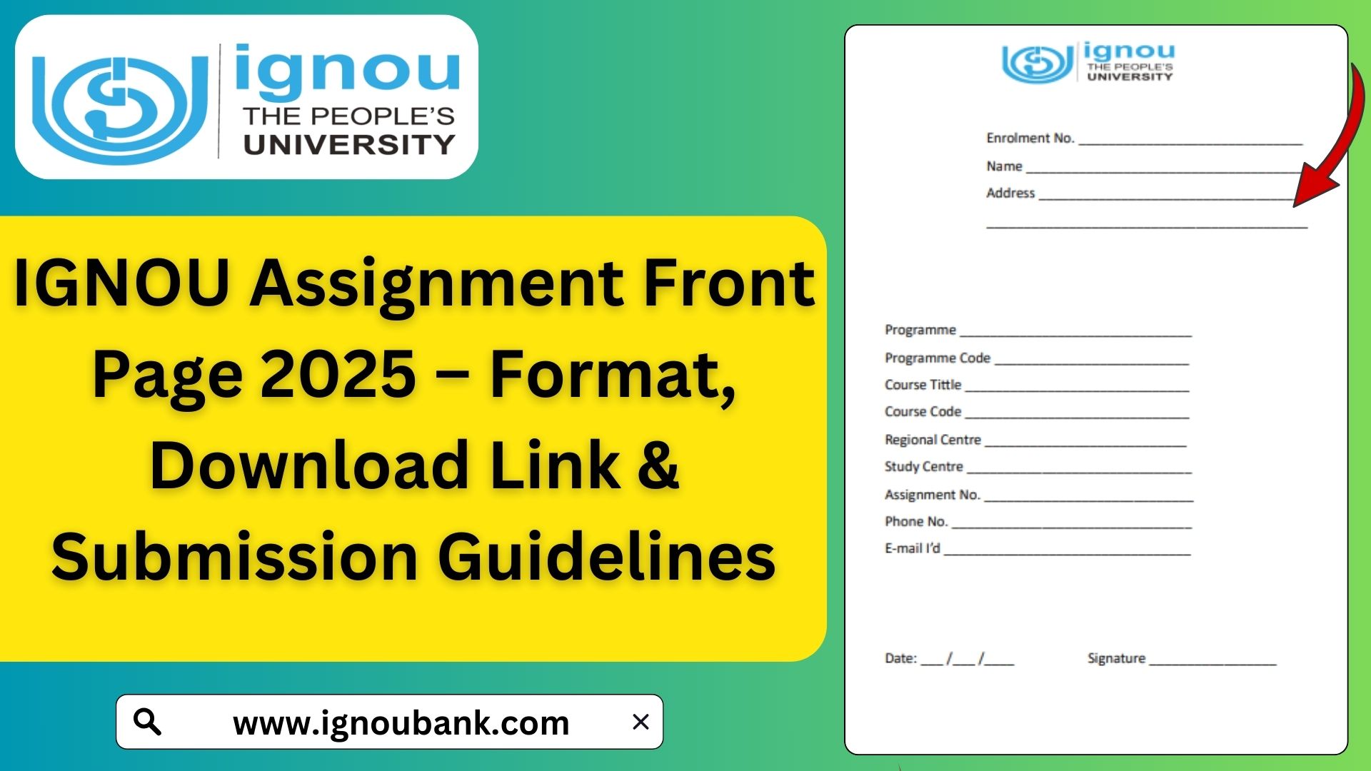 IGNOU Assignment Front Page 2025 – Format, Download Link & Submission ...