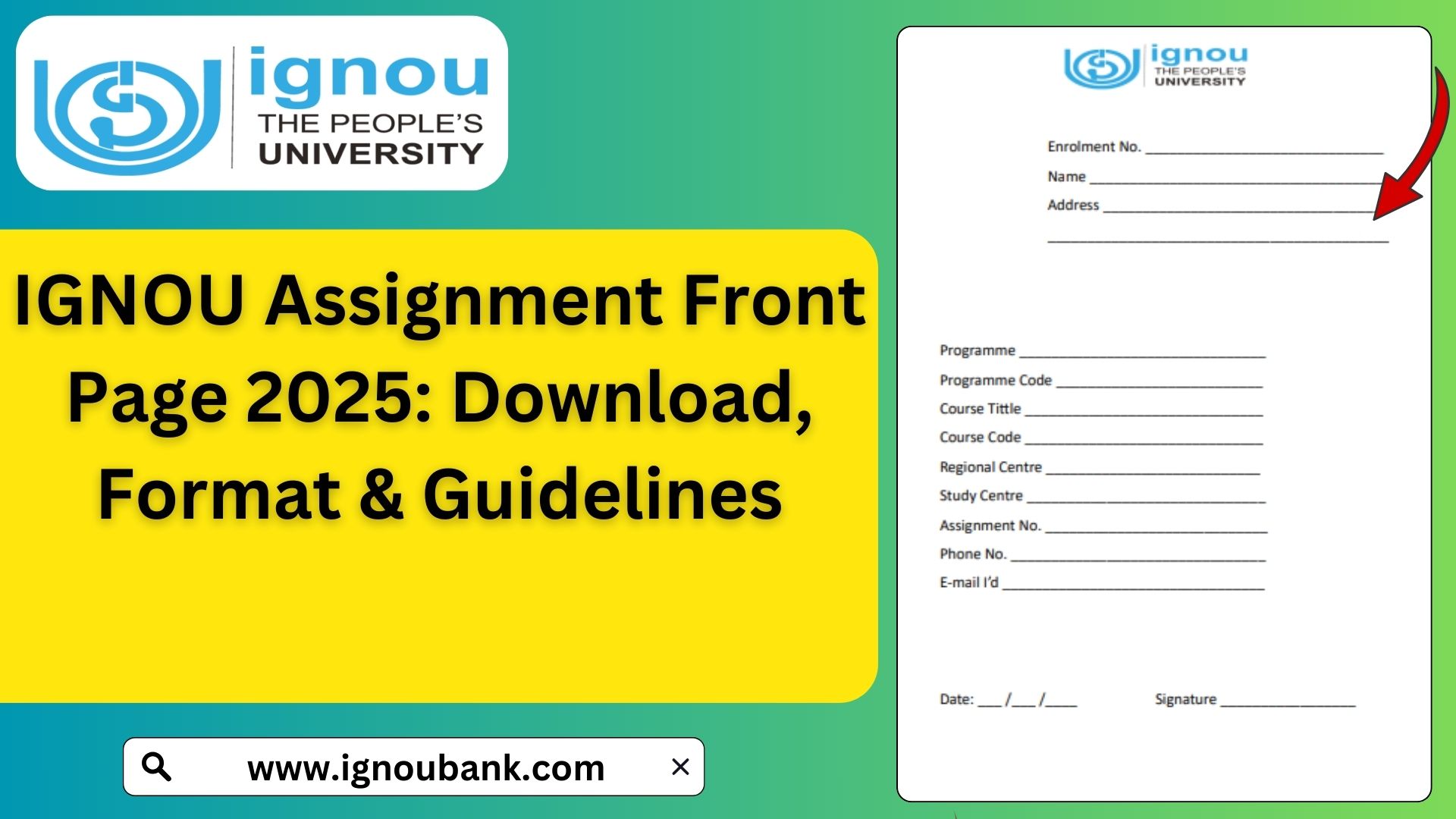 IGNOU Assignment Front Page 2025: Download, Format & Guidelines