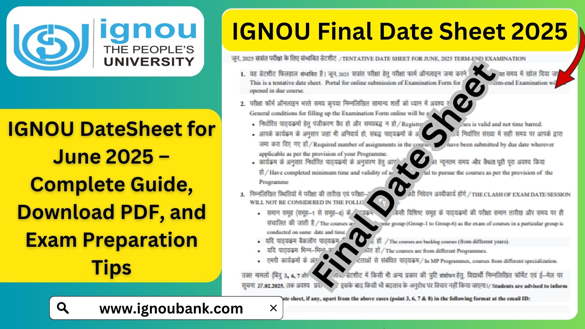 IGNOU DateSheet for June 2025 – Complete Guide, Download PDF, and Exam ...