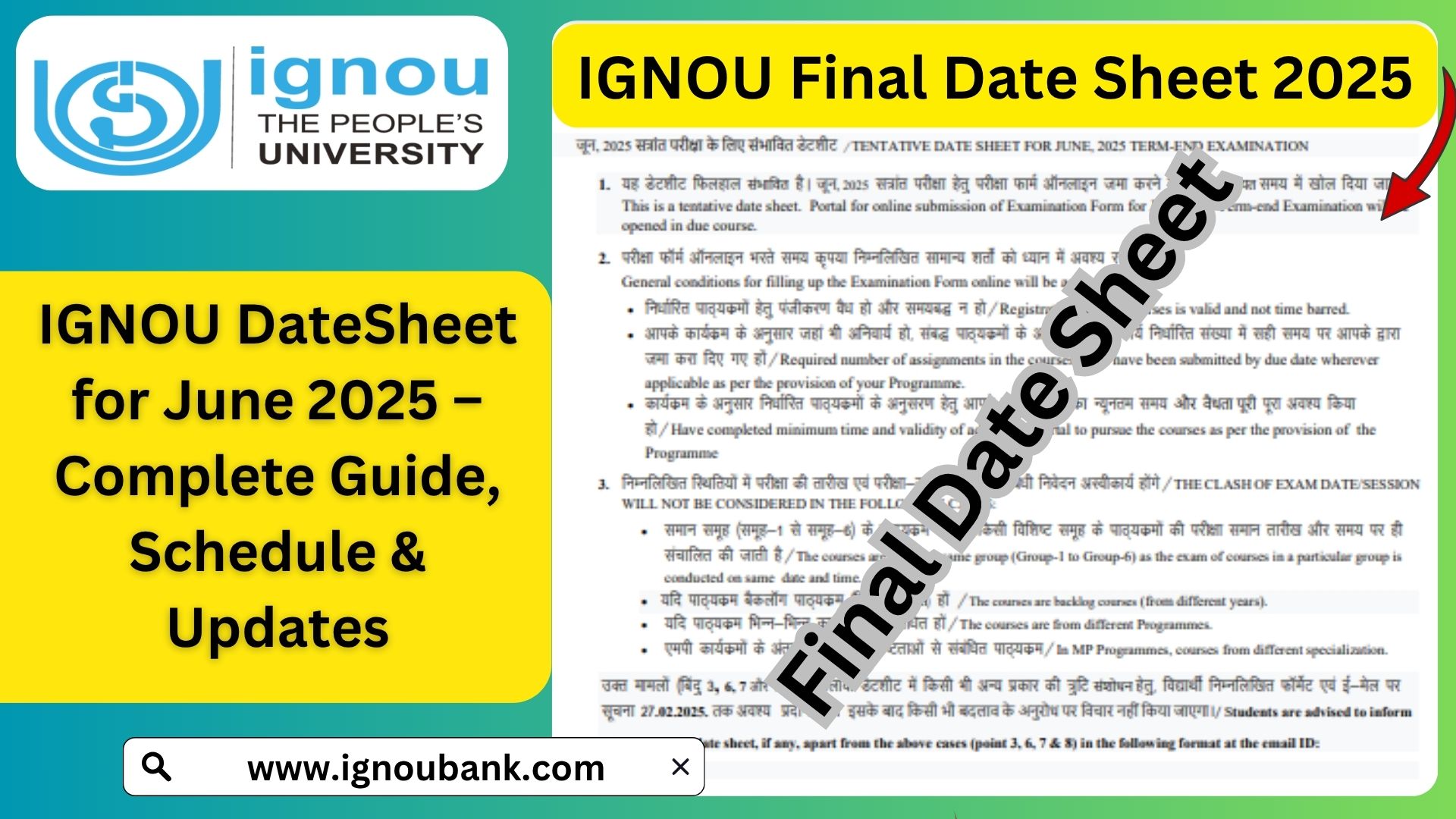 IGNOU DateSheet for June 2025 – Complete Guide, Schedule & Updates