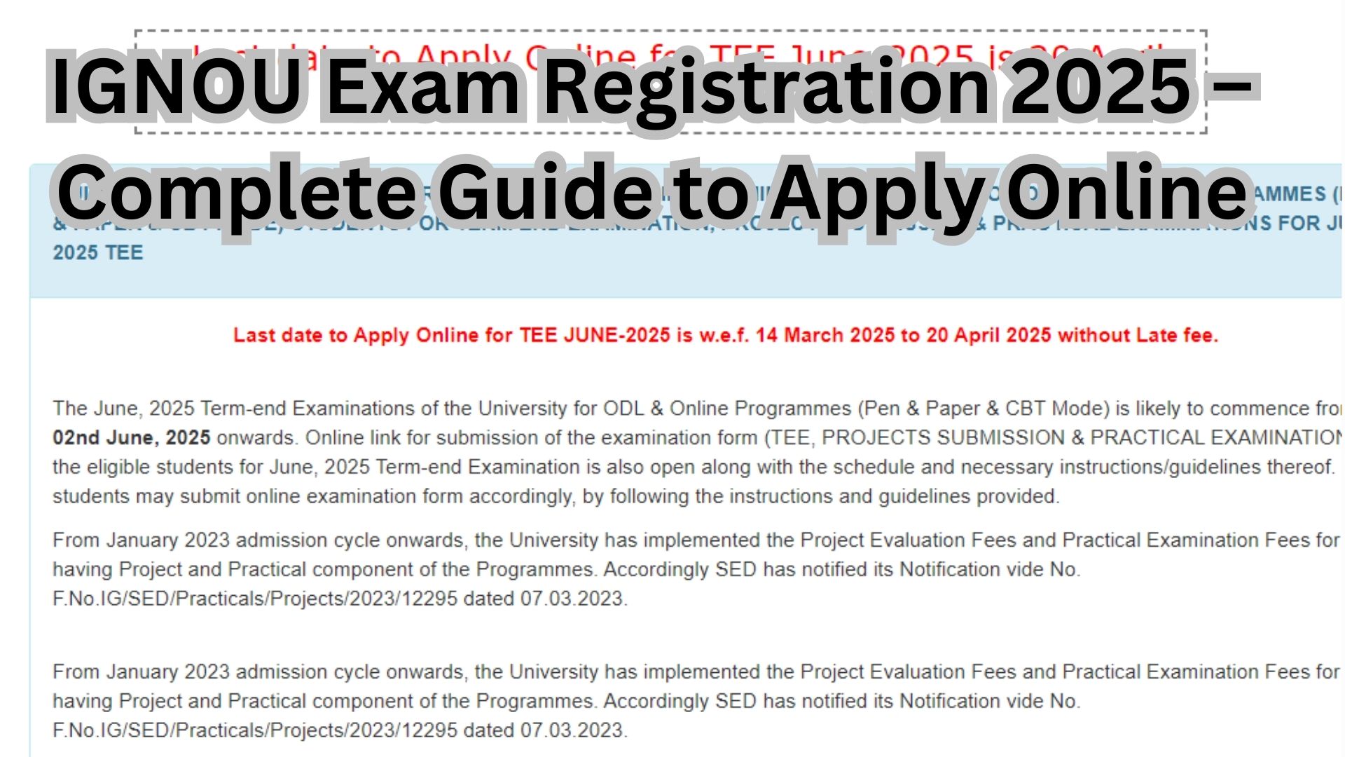 IGNOU Exam Registration 2025 – Complete Guide to Apply Online