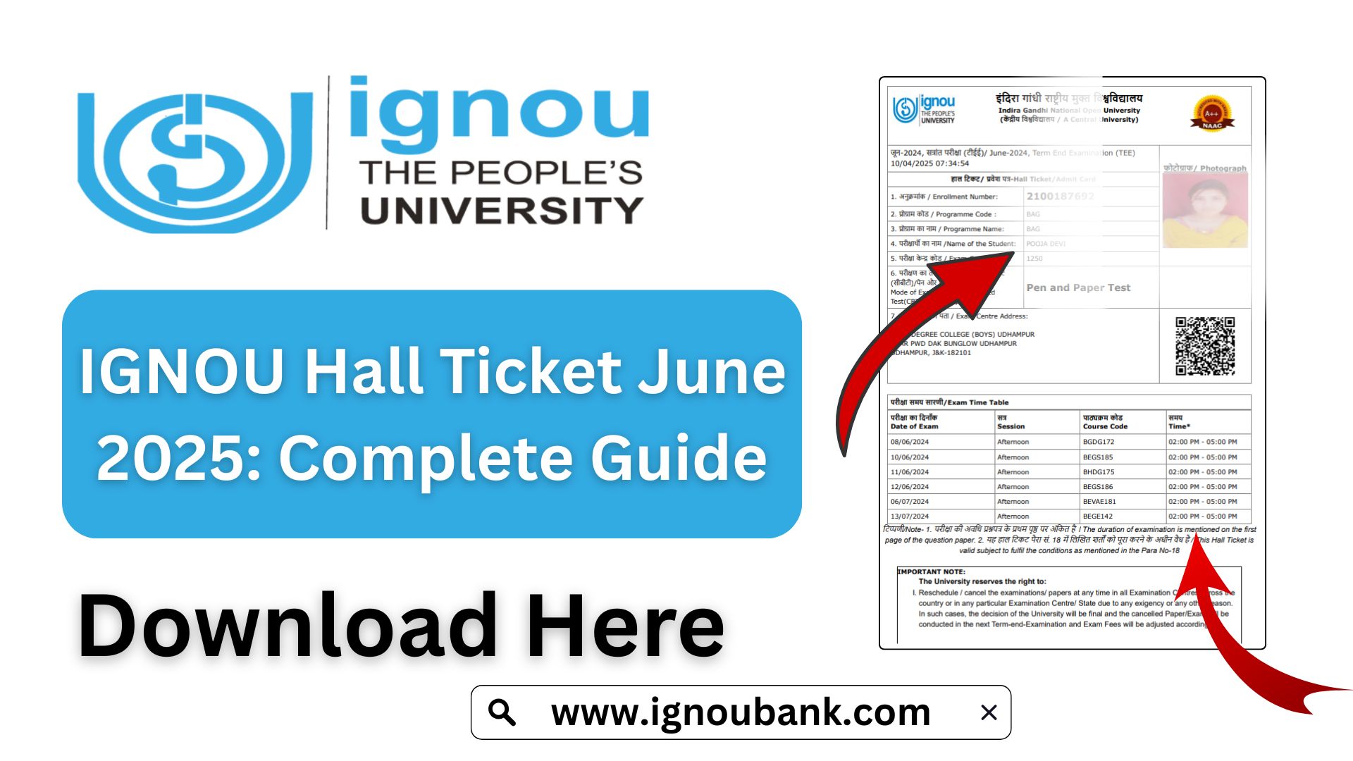 IGNOU Hall Ticket June 2025: Complete Guide to Download, Exam Dates ...