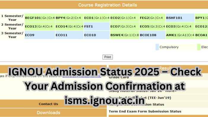 IGNOU Admission Status 2025 – Check Your Admission Confirmation at isms ...