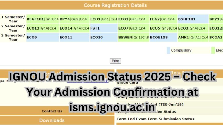IGNOU Admission Status 2025 – Check Your Admission Confirmation at isms ...