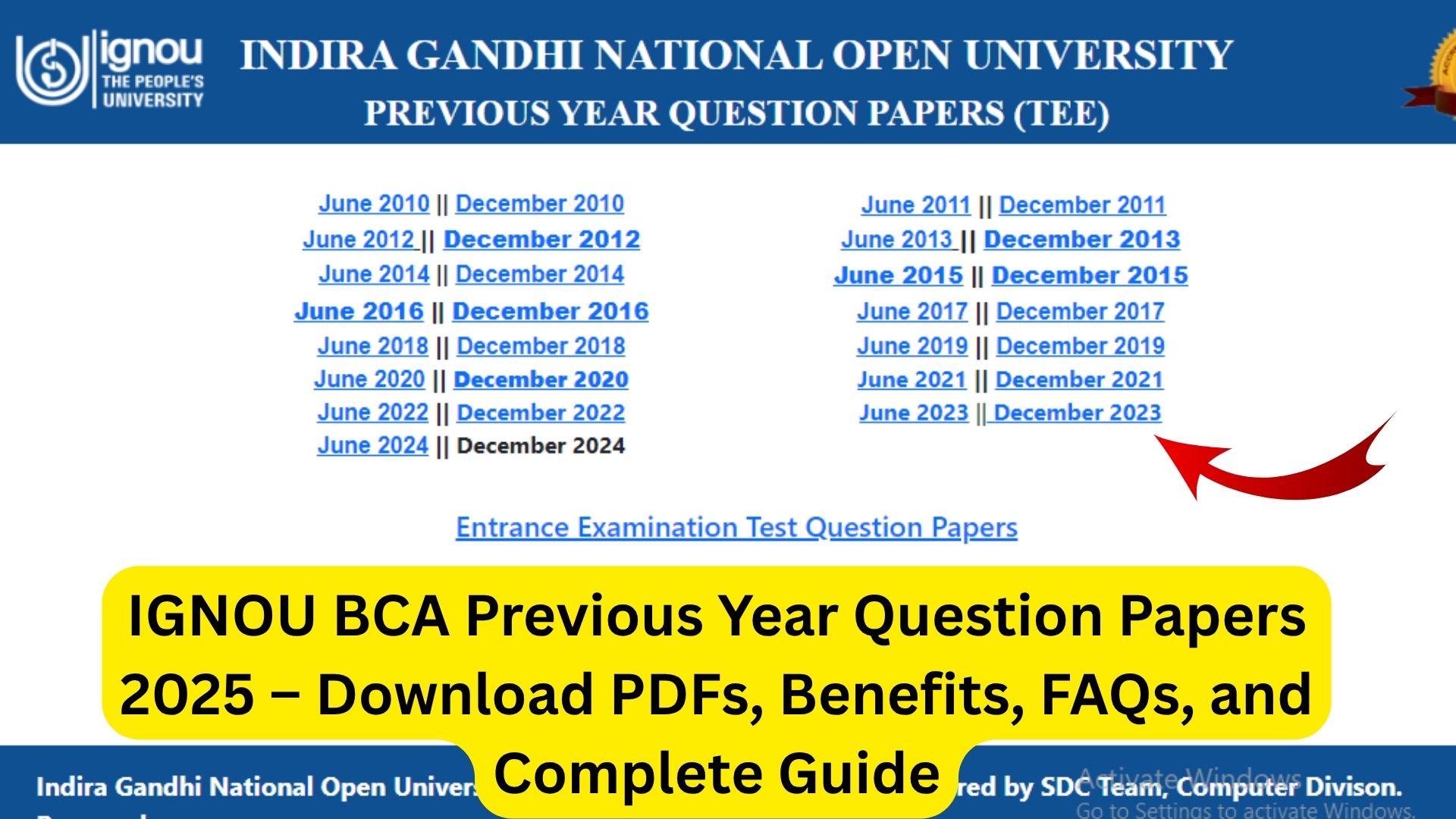 IGNOU BCA Previous Year Question Papers 2025 – Download PDFs, Benefits ...