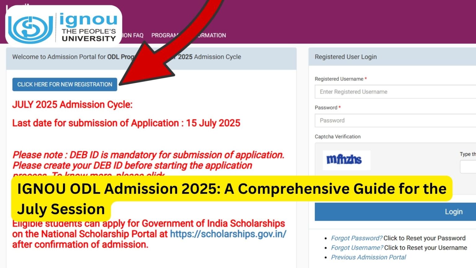 IGNOU Online Admission Portal 2025: Complete Guide & Important Links