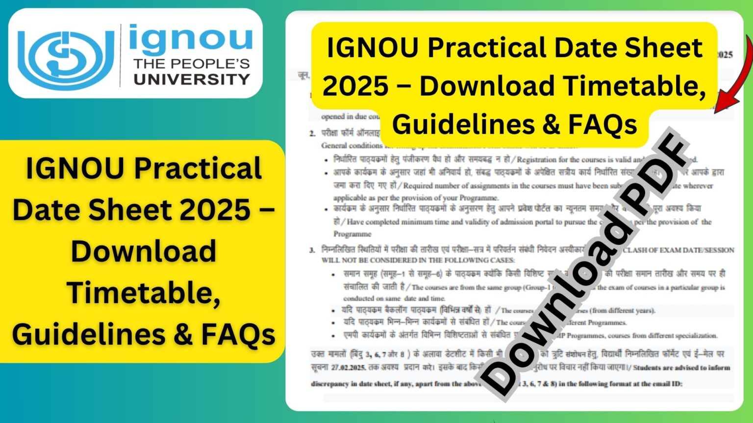 IGNOU Practical Date Sheet 2025 – Download Timetable, Guidelines & FAQs