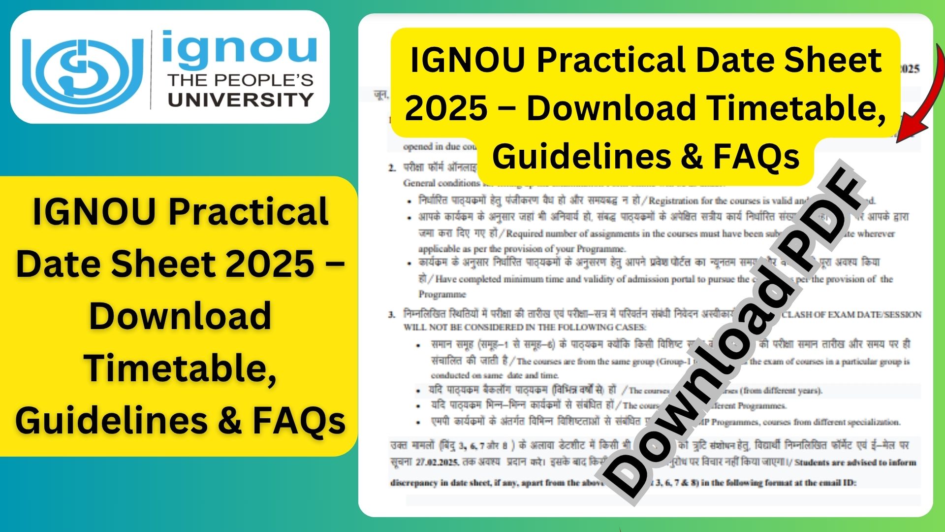 IGNOU Practical Date Sheet 2025 – Download Timetable, Guidelines & FAQs