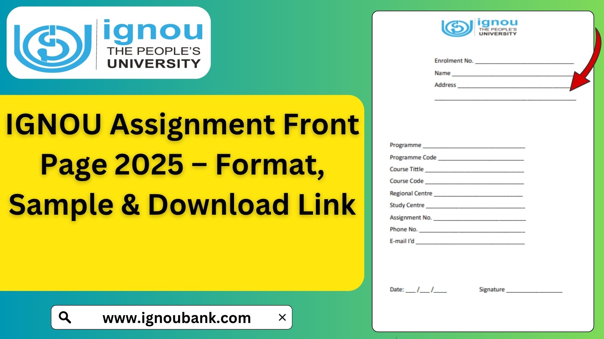 IGNOU Assignment Front Page 2025 – Format, Sample & Download Link