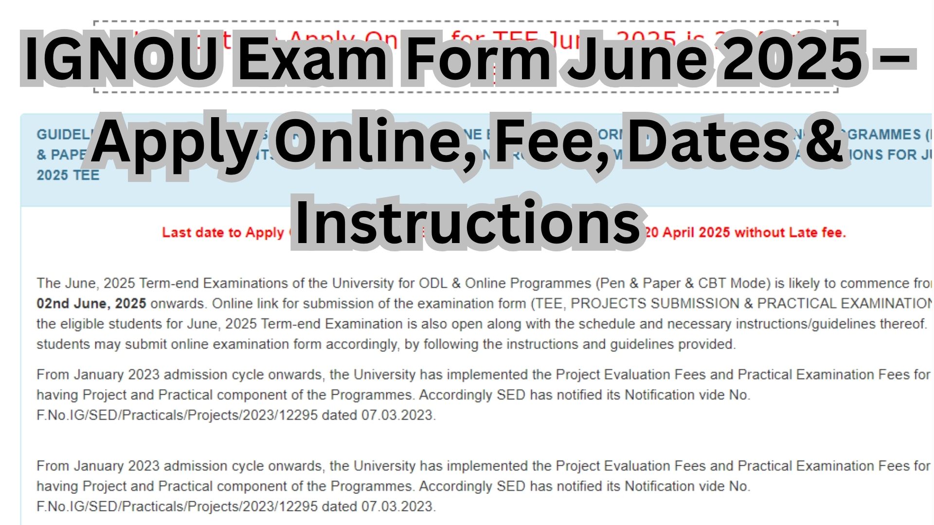 IGNOU Exam Form June 2025: Complete Guide to Application, Deadlines & Fees